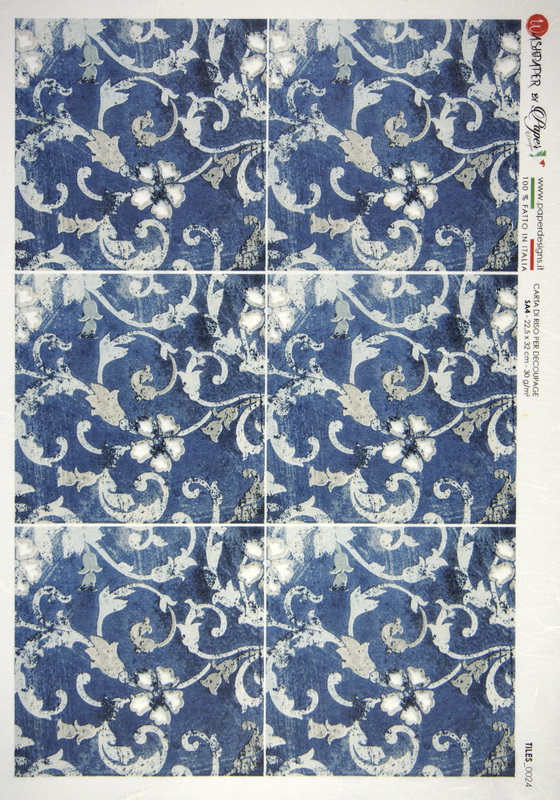 Rice Paper - Tiles Blue (22 x 32cm) - Napkin Shop