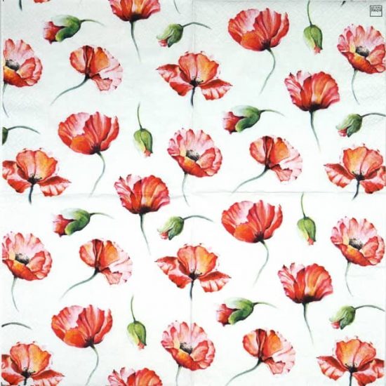 Lunch Napkins (20) - Poppy Drawing - Napkin Shop