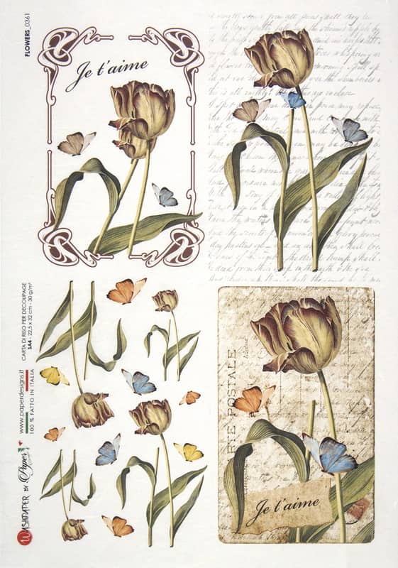 Rice Paper - Small Tulips (22 x 32cm) - Napkin Shop