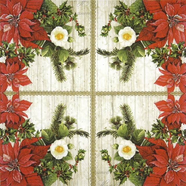 Lunch Napkins (20) - Poinsettia On Wood - Napkin Shop Lunch Napkins (20) - Poinsettia On Wood - Napkin Shop