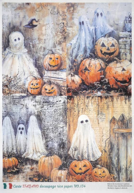 AB Studio Decoupage Rice Paper A/4 - Halloween Pumpkins and Ghosts ...