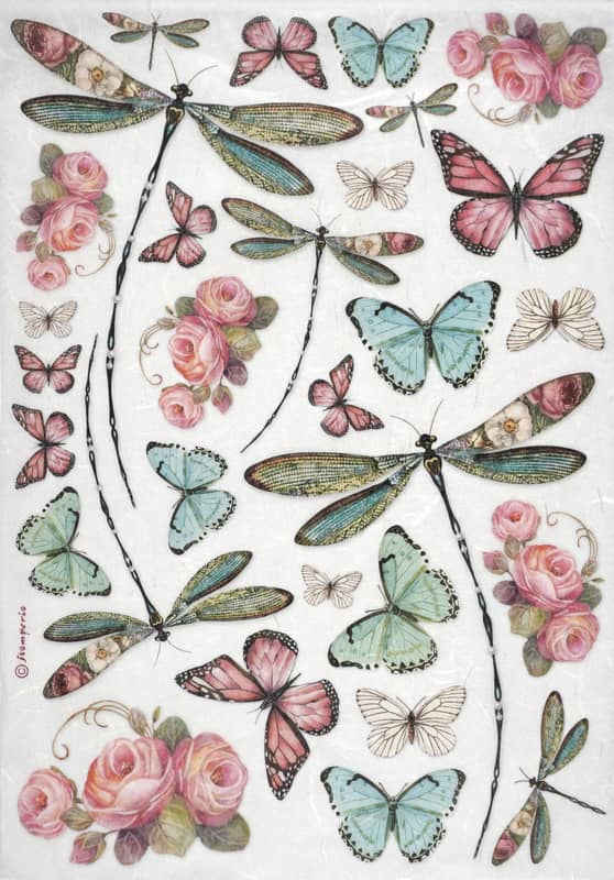 Stamperia Rice Paper A4 - Dragonfly - DFSA4927 - Napkin Shop